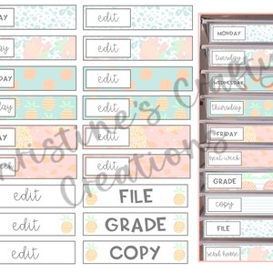 Pineapple 10 Drawer Labels L Editable - Etsy