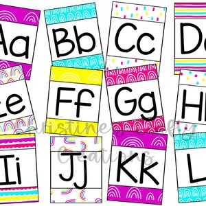 Bright Rainbow Boho Alphabet Posters - Etsy