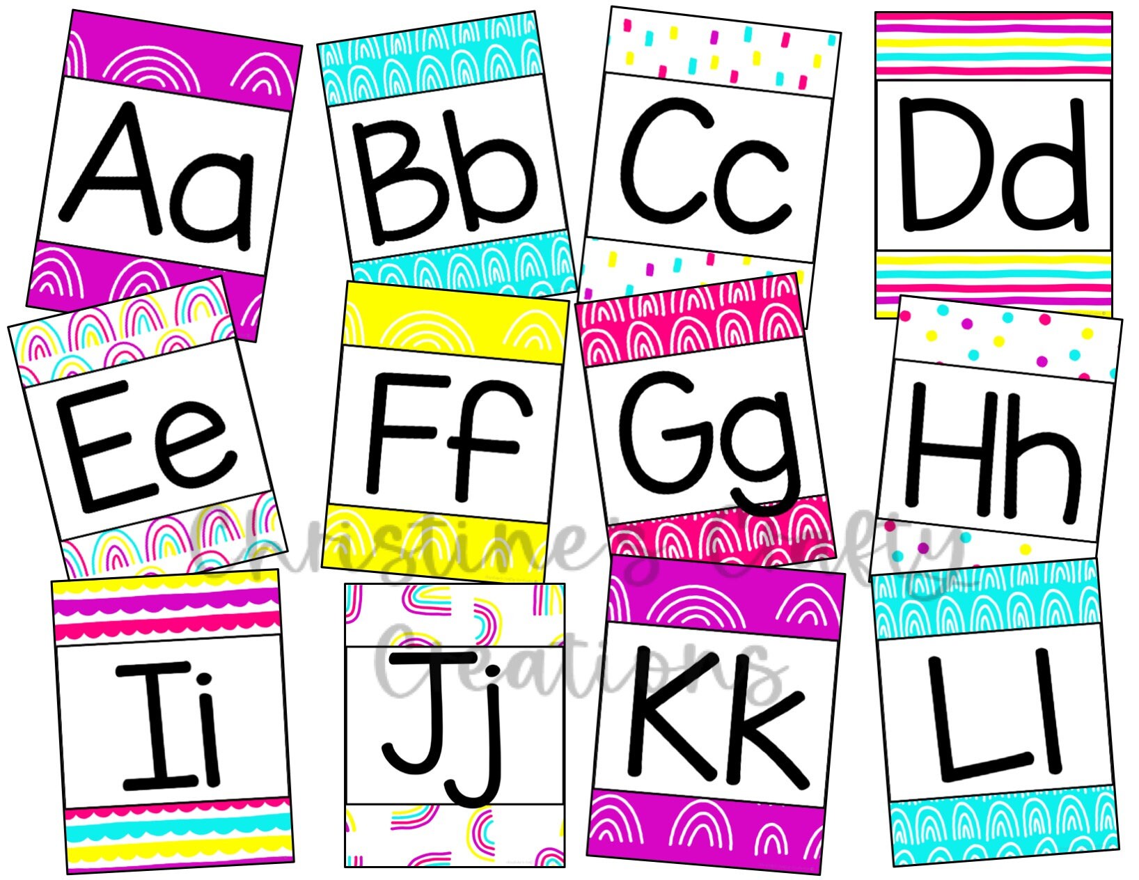 Bright Rainbow Boho Alphabet Posters - Etsy