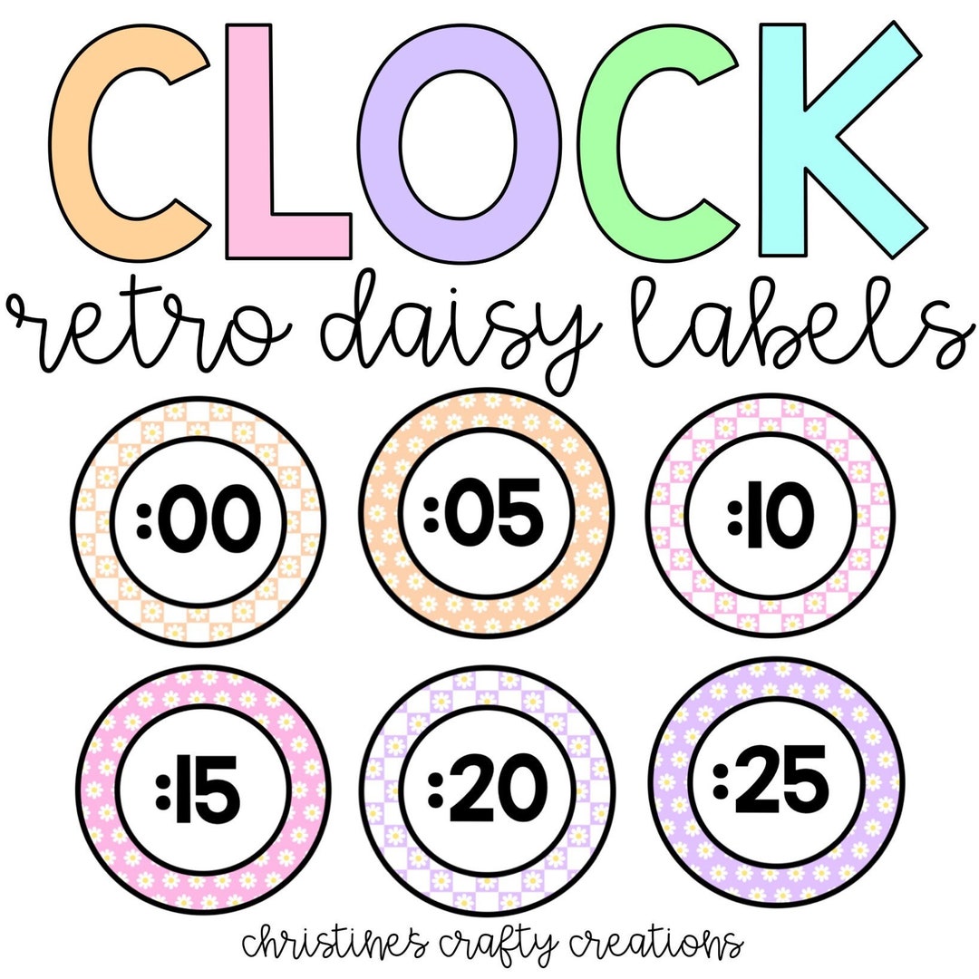 Retro Daisy Clock Labels - Etsy