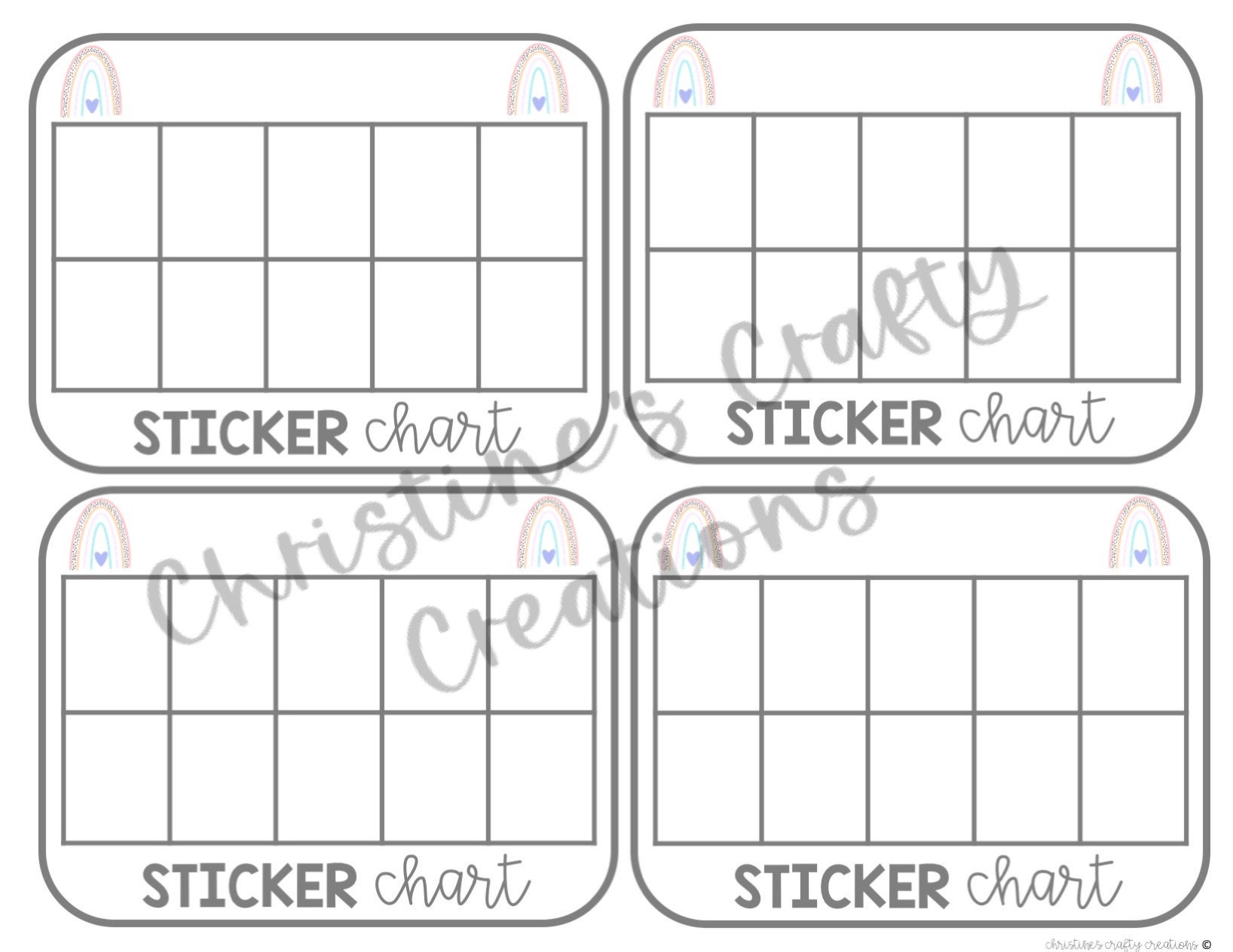 BOHO Sticker Charts L Editable - Etsy