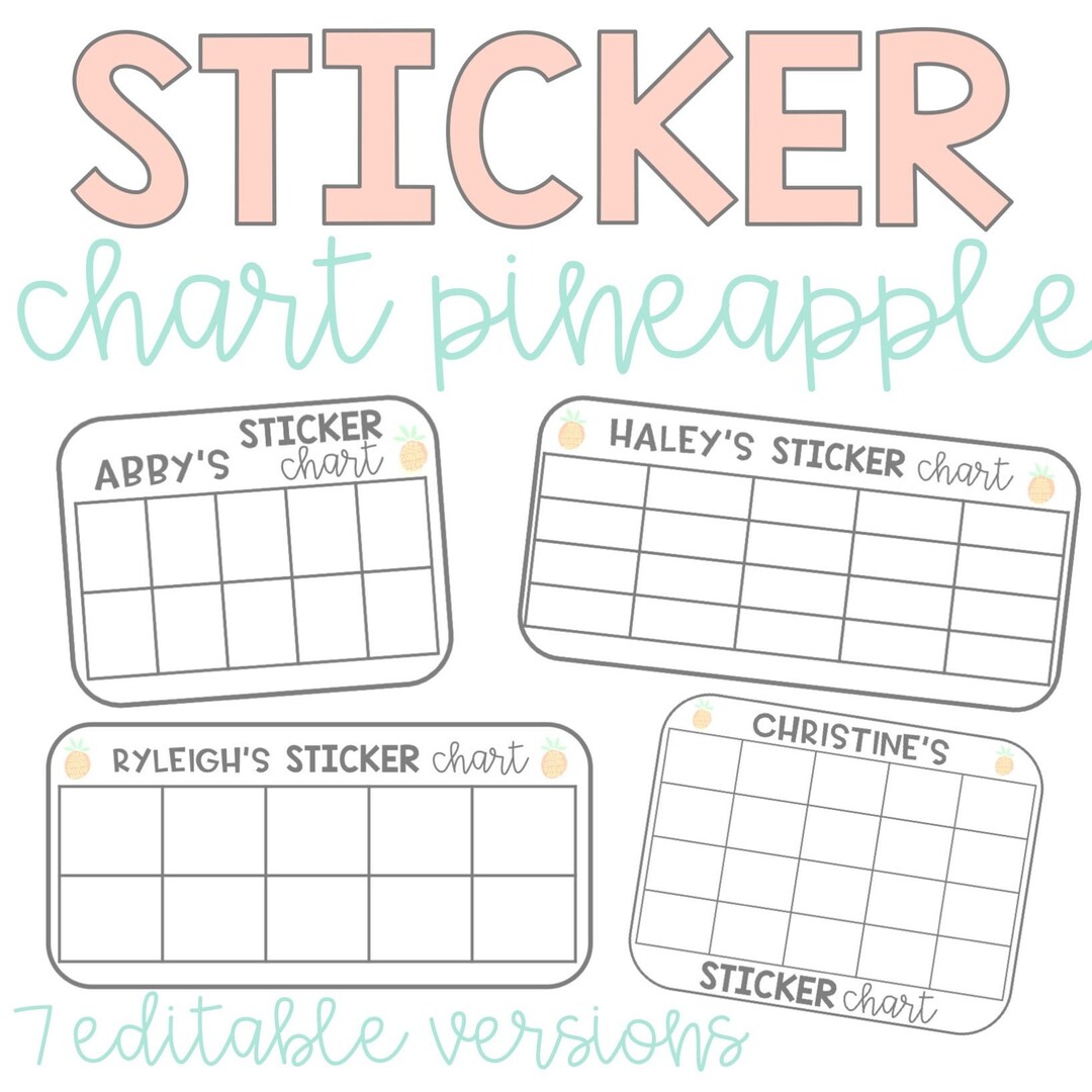 Pineapple Sticker Chart L Editable - Etsy