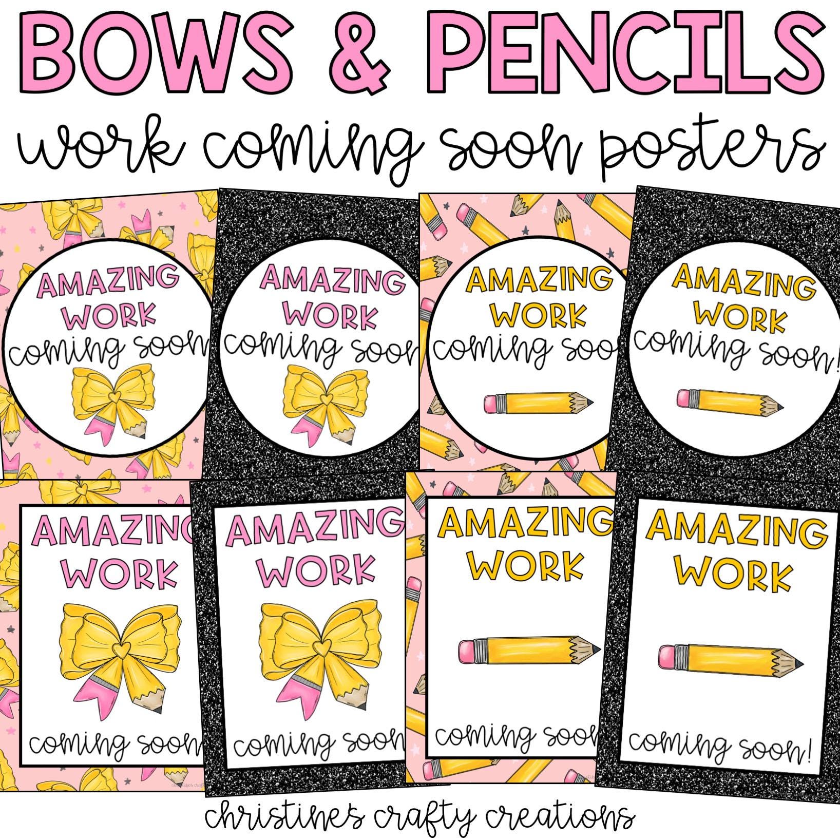 Coquette Bows and Pencils Amazing Work Coming Soon Posters - Etsy