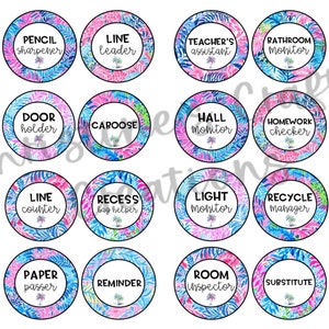 Preppy and Tropical Class Jobs L Editable - Etsy