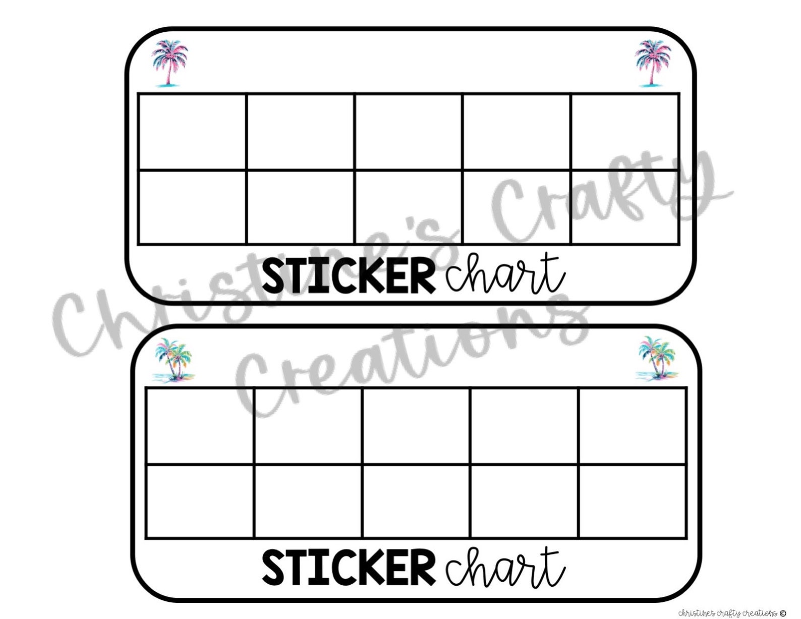 Preppy and Tropical Sticker Charts L Editable - Etsy