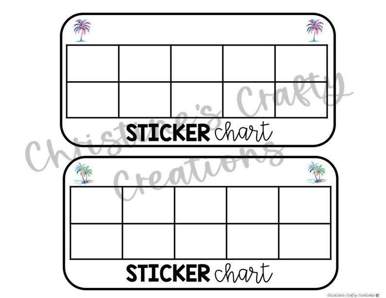 Preppy and Tropical Sticker Charts L Editable - Etsy