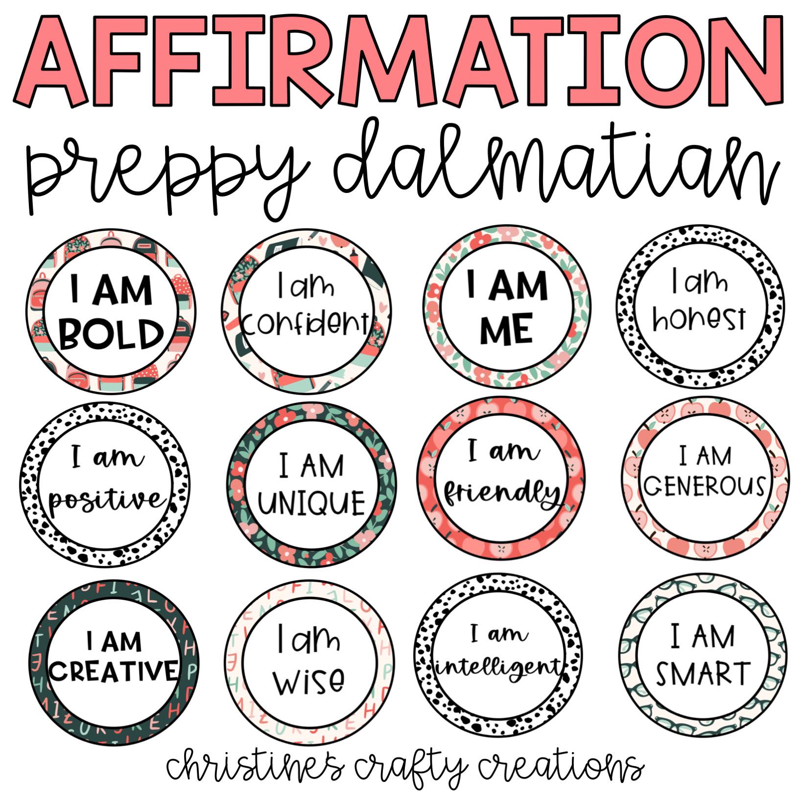 Preppy Dalmatian Affirmation Circles L Affirmation Mirror - Etsy