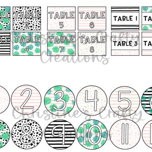 Tropical Leaves Cubby and Table Numbers - Etsy