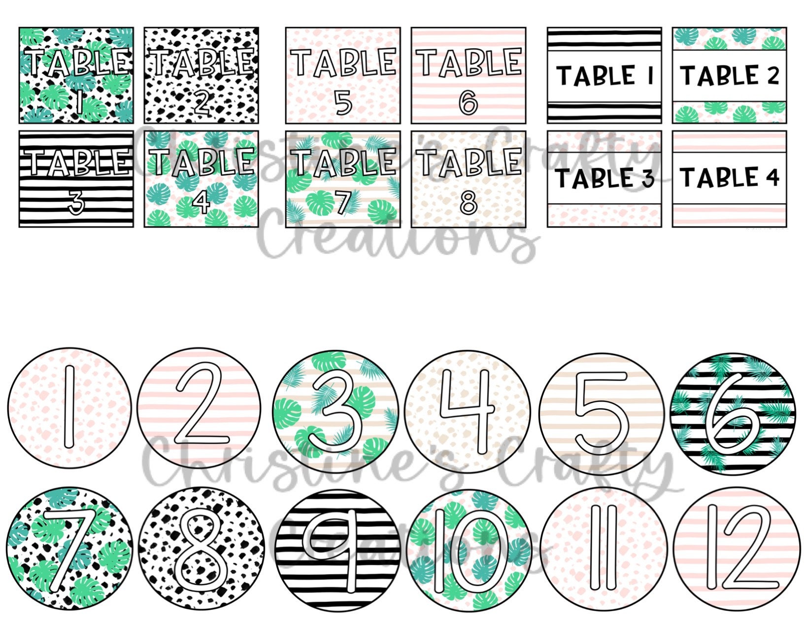 Tropical Leaves Cubby and Table Numbers - Etsy