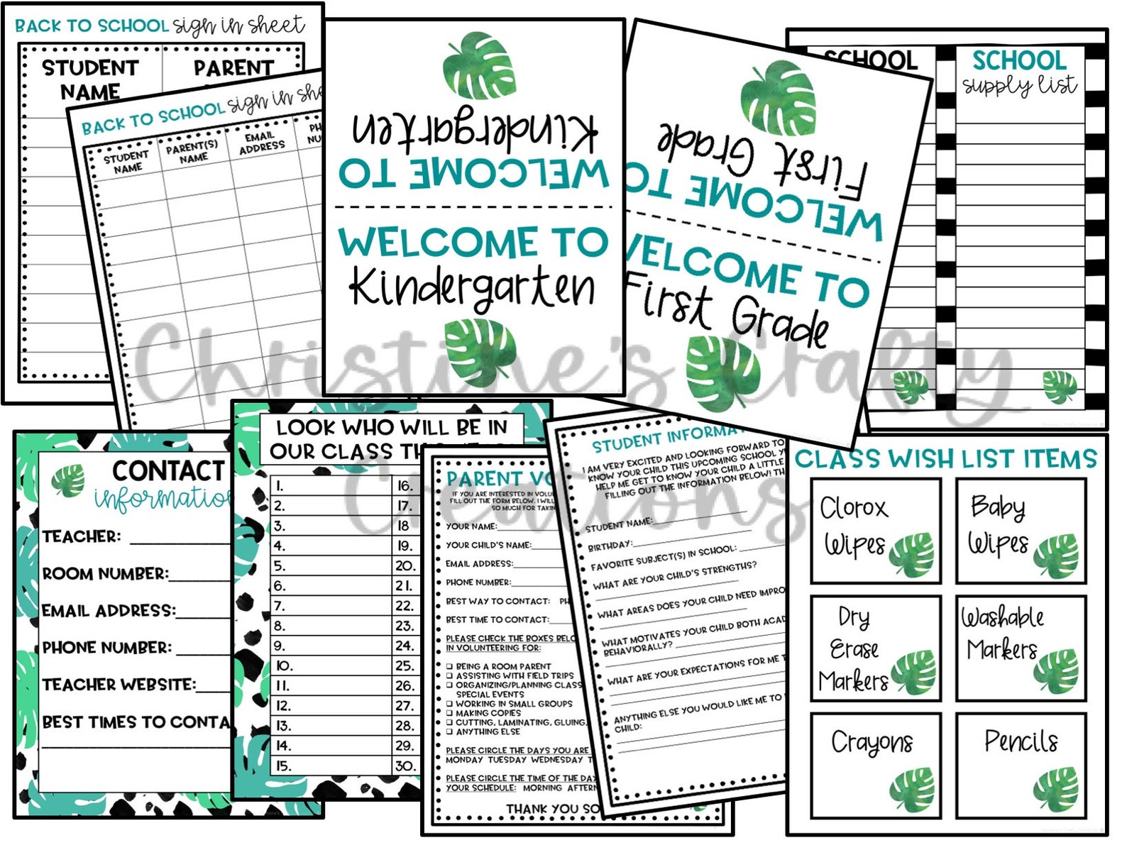 Tropical Leaves Meet the Teacher Night L Editable Forms and Materials L ...