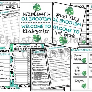 Tropical Leaves Meet the Teacher Night L Editable Forms and Materials L ...