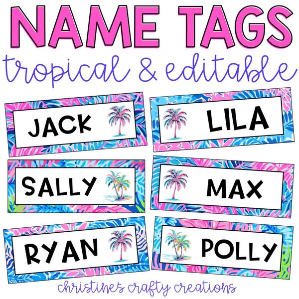 Tropical Name Tag - Etsy