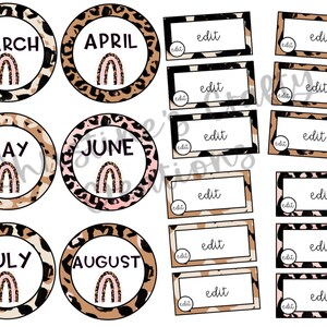 Leopard Birthday Chart Labels L Editable - Etsy