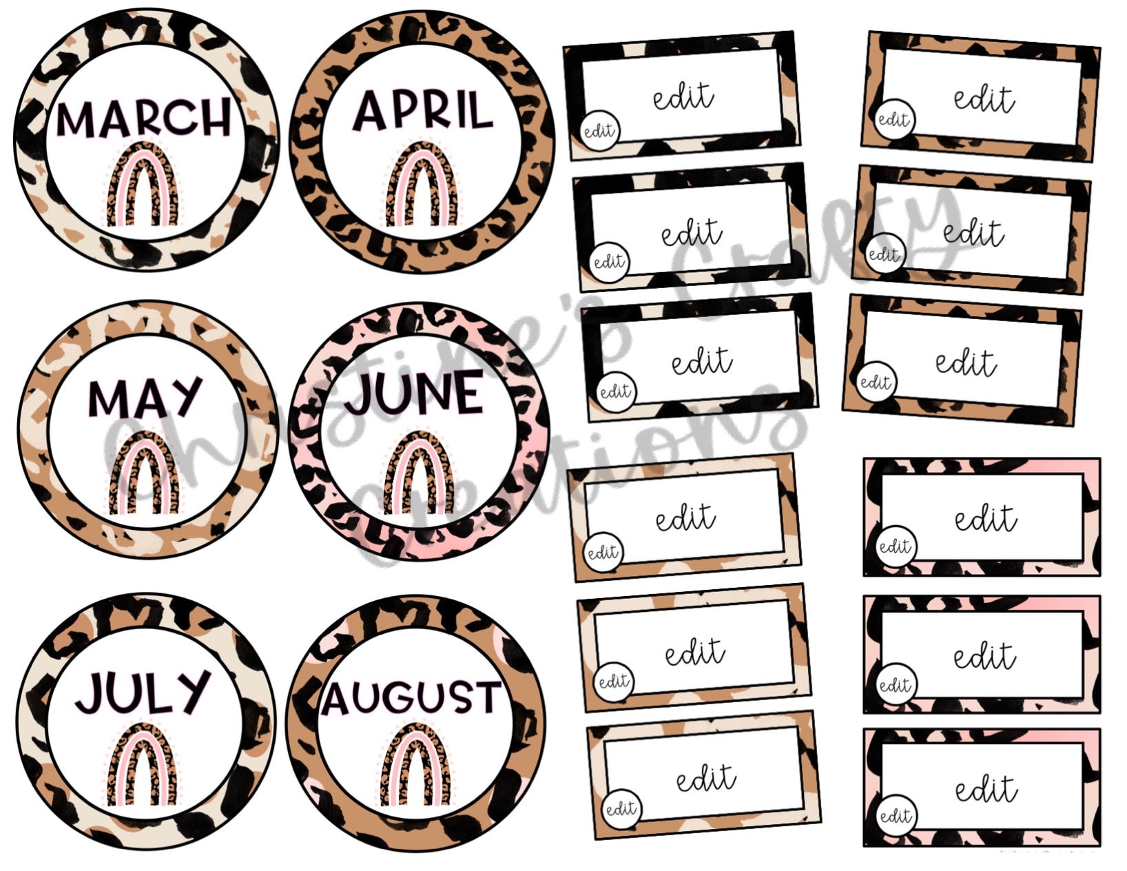 Leopard Birthday Chart Labels L Editable - Etsy