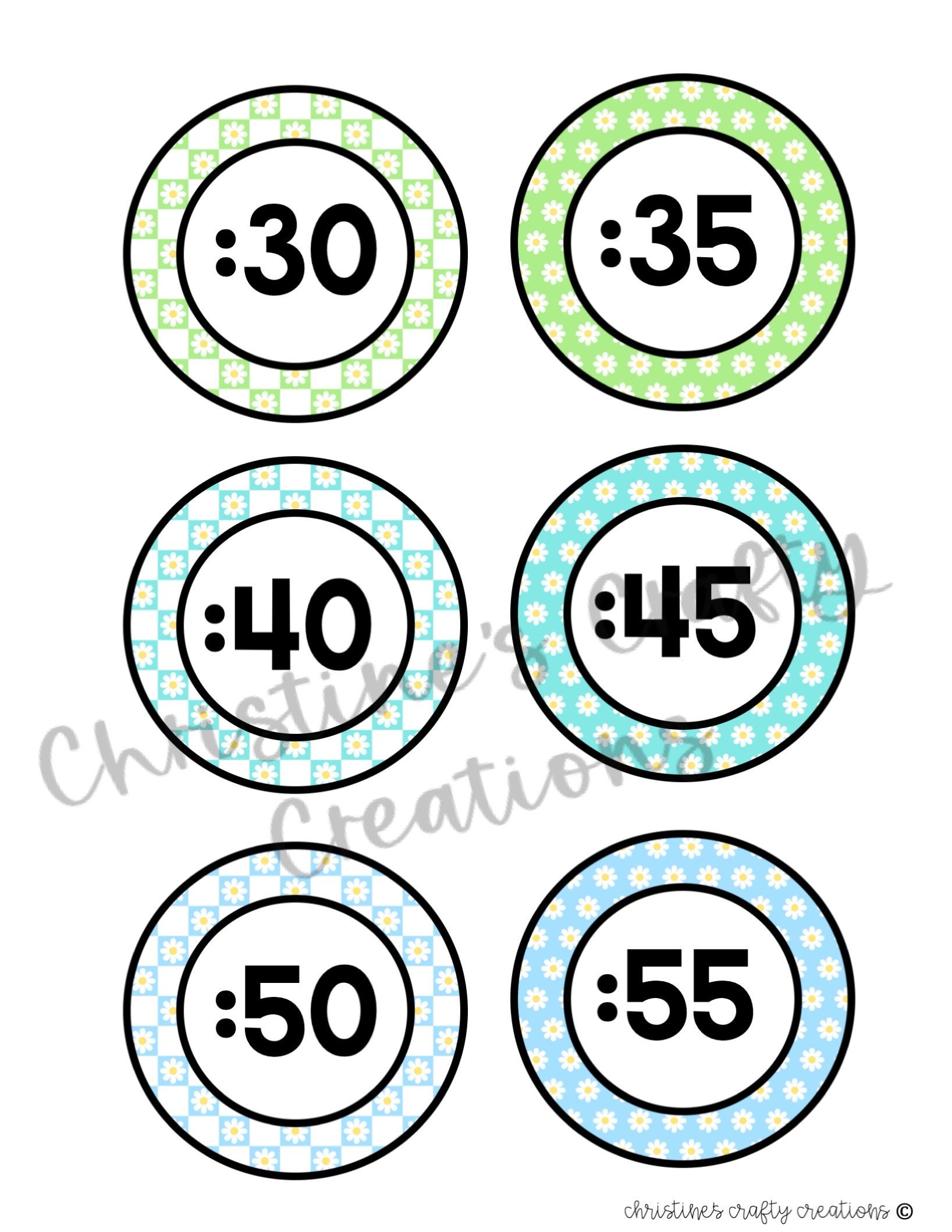 Retro Daisy Clock Labels - Etsy