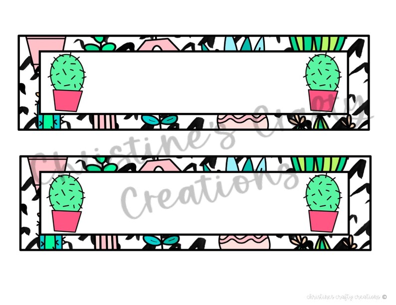 Cactus Learning Targets L Editable - Etsy