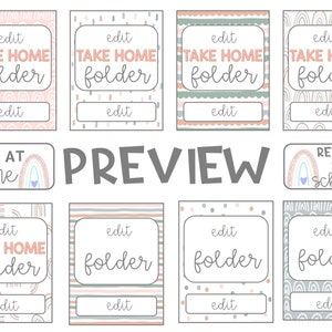 BOHO Student Folder Covers L Editable - Etsy