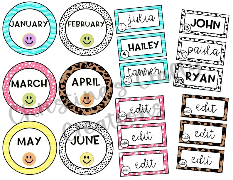 Groovy Leopard and Dalmatian Birthday Chart L Editable - Etsy
