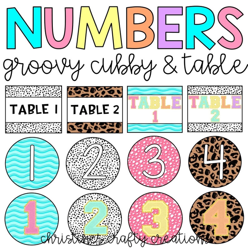 Groovy Leopard and Dalmatian Table and Cubby Numbers - Etsy