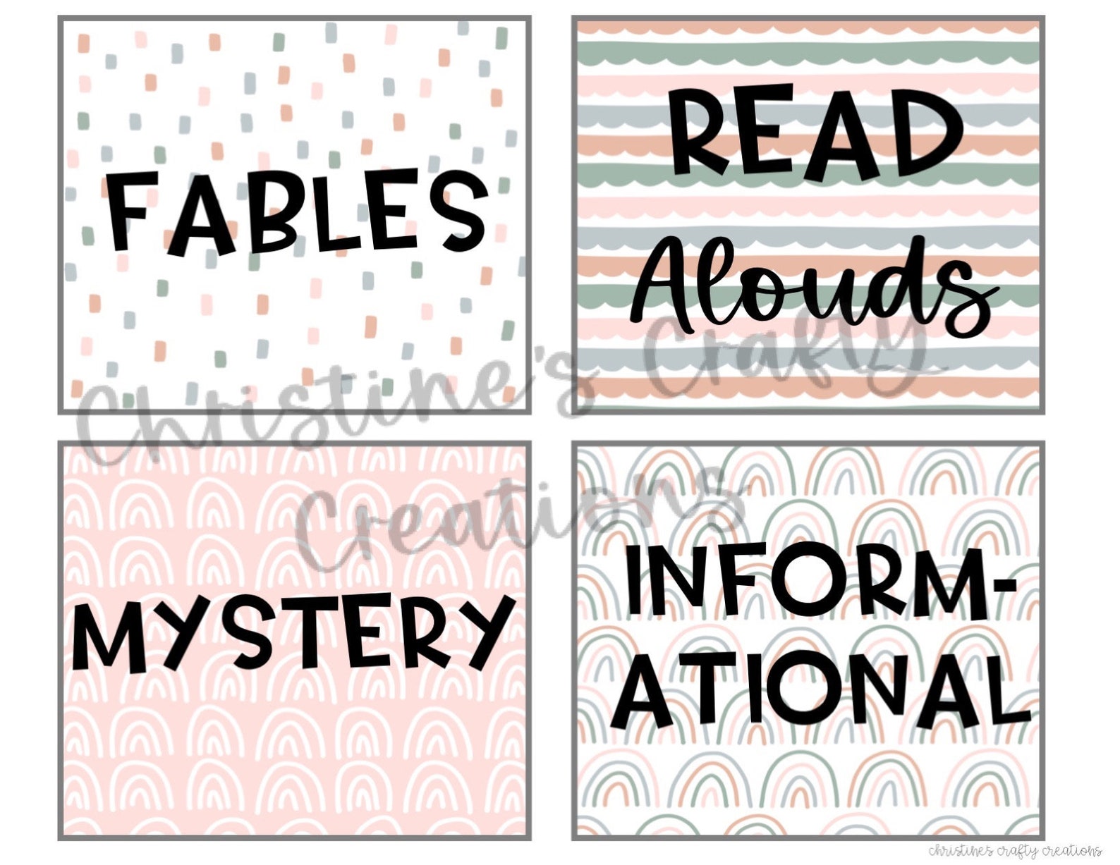 BOHO Book Bin Labels - Etsy