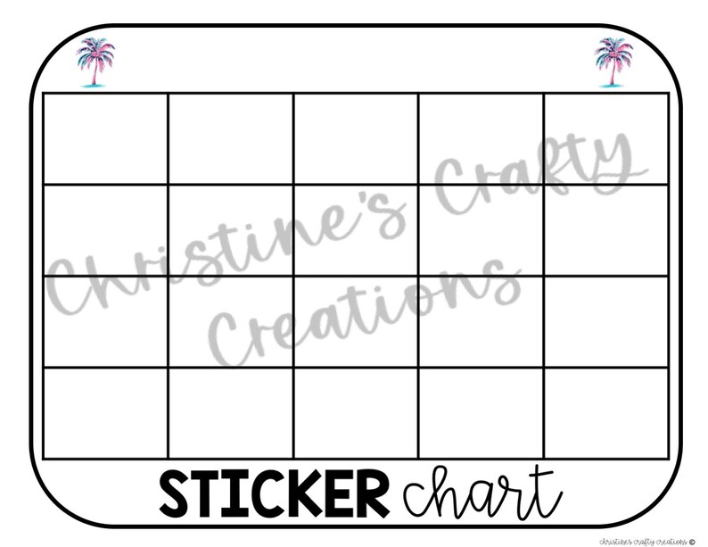 Preppy and Tropical Sticker Charts L Editable - Etsy