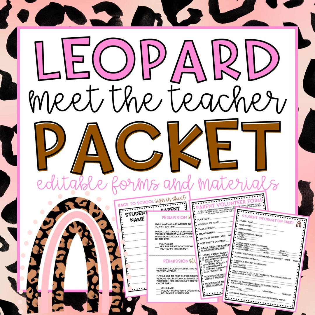 Leopard Meet the Teacher Night Packet L Editable Forms and Materials - Etsy