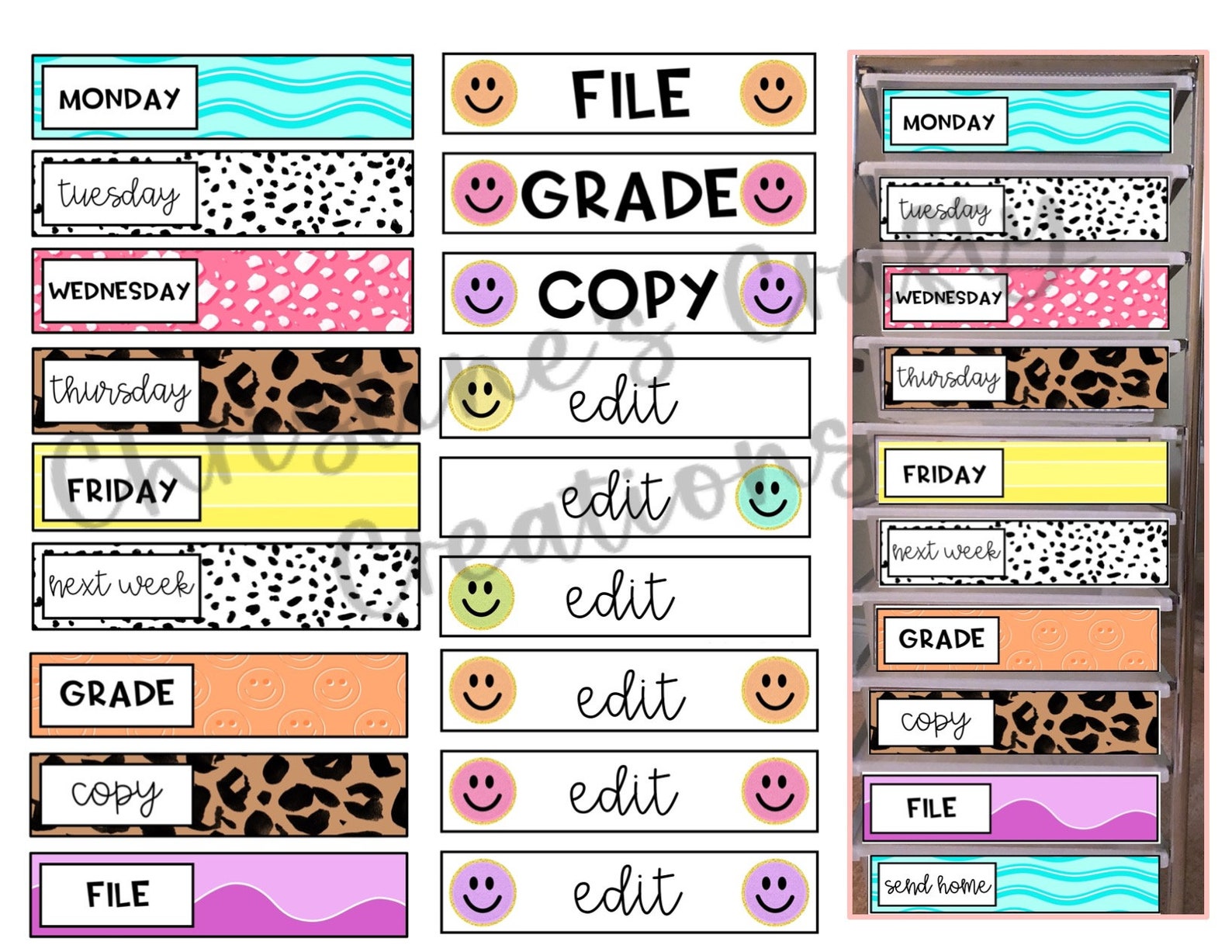 Groovy Leopard and Dalmatian 10 Drawer Labels L Editable - Etsy