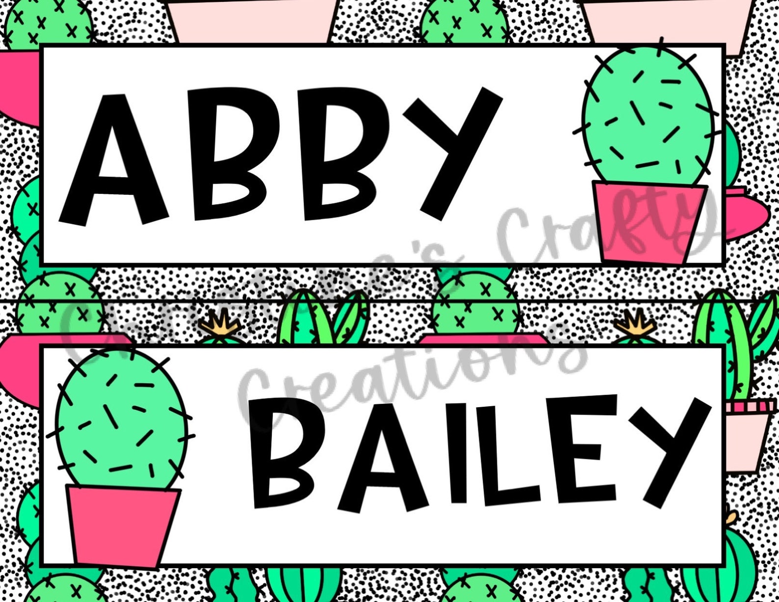 Cactus Name Tags L Editable - Etsy