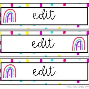 Bright Rainbow Boho Drawer Labels L Editable - Etsy