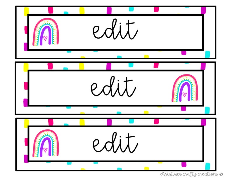 Bright Rainbow Boho Drawer Labels L Editable - Etsy