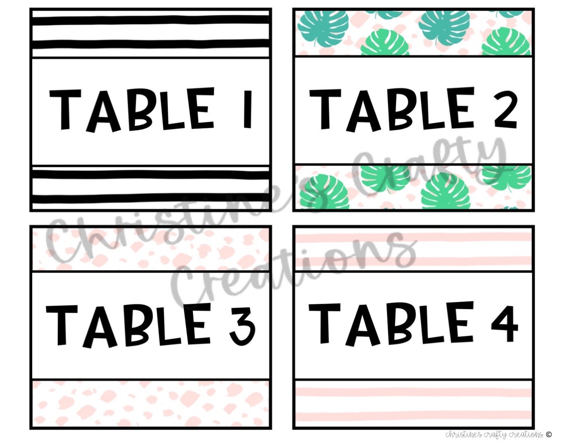 Tropical Leaves Cubby and Table Numbers - Etsy