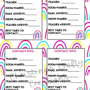 Meet the Teacher Night L Editable Forms and Materials L Bright Rainbow ...