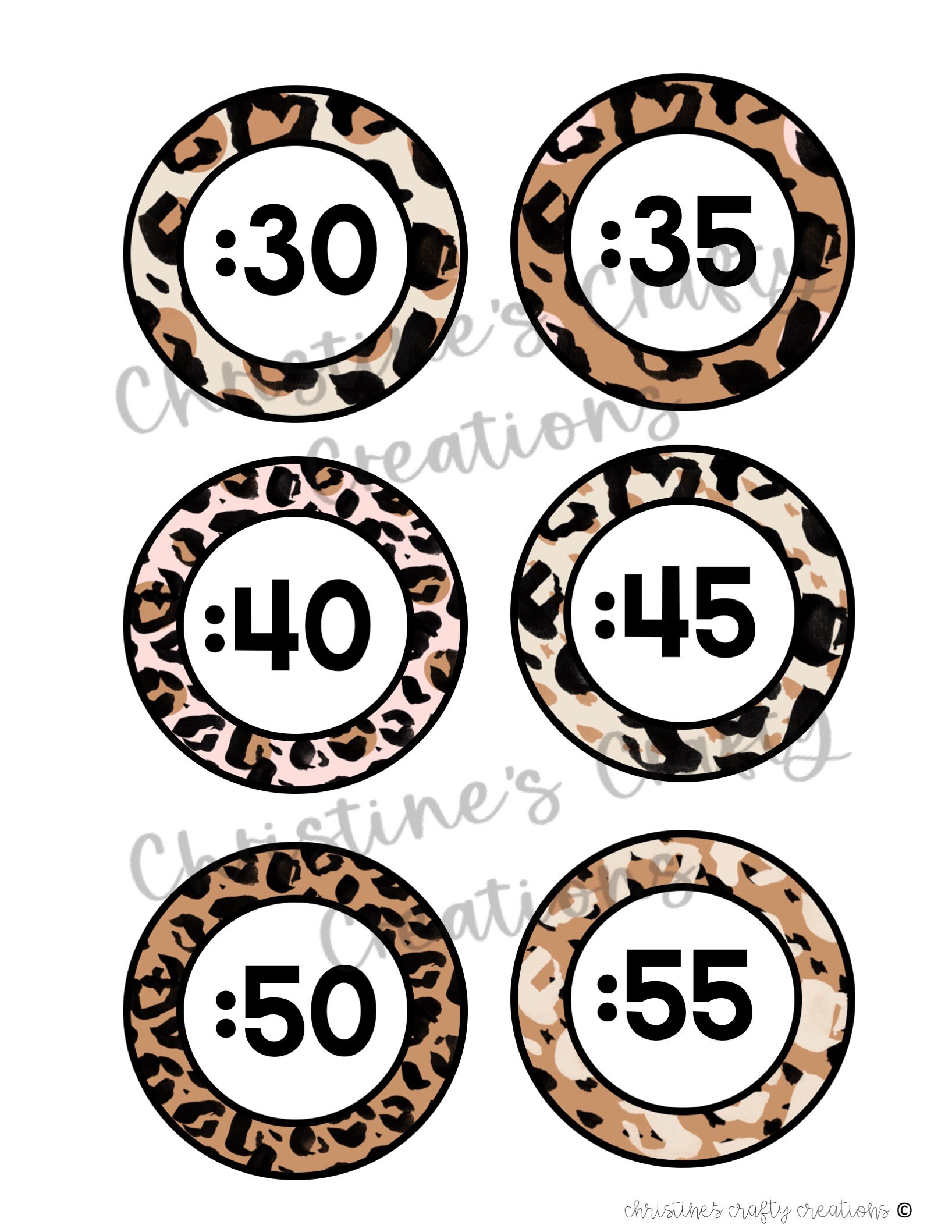 Leopard Clock Labels - Etsy