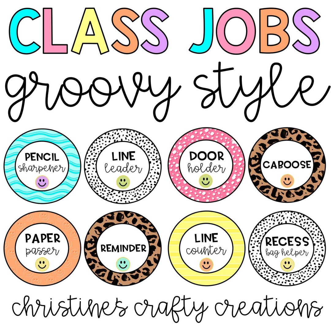 Groovy Leopard and Dalmatian Class Jobs L Editable - Etsy