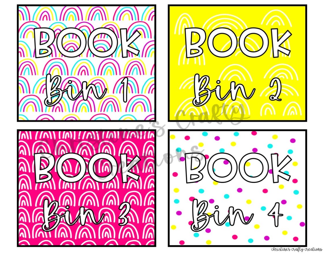 Bright Rainbow Boho Book Bin Labels L Editable - Etsy