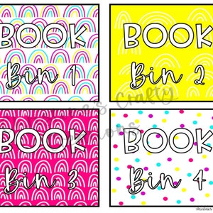 Bright Rainbow Boho Book Bin Labels L Editable - Etsy