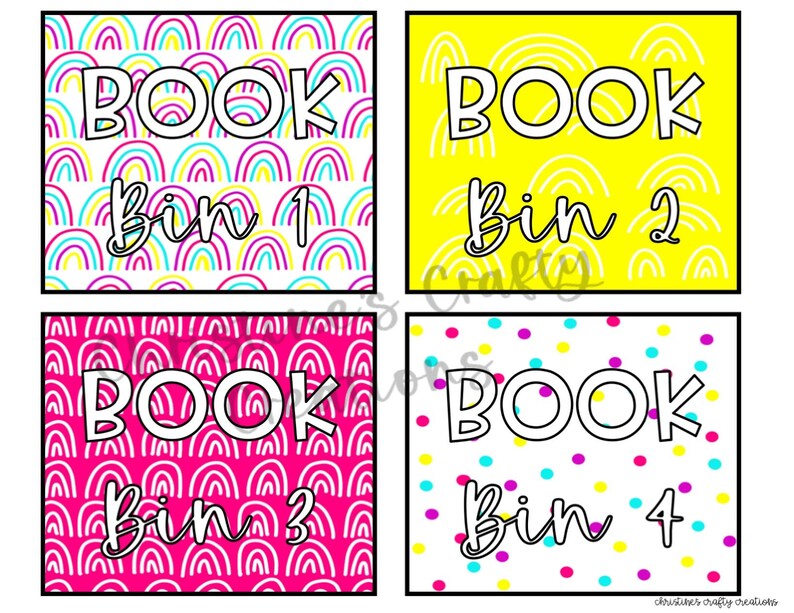 Bright Rainbow Boho Book Bin Labels L Editable - Etsy