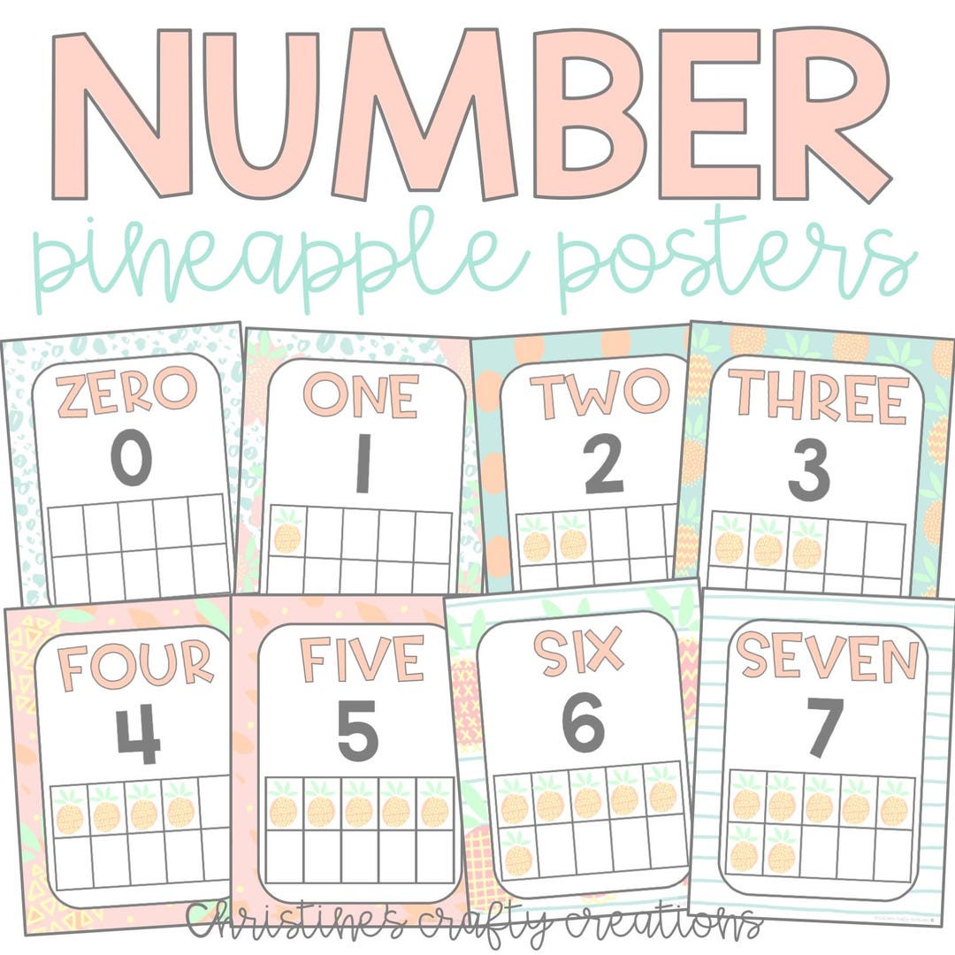 Pineapple Number Posters - Etsy