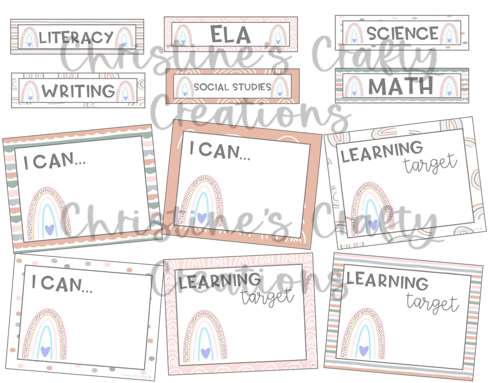 BOHO Learning Targets L Editable - Etsy