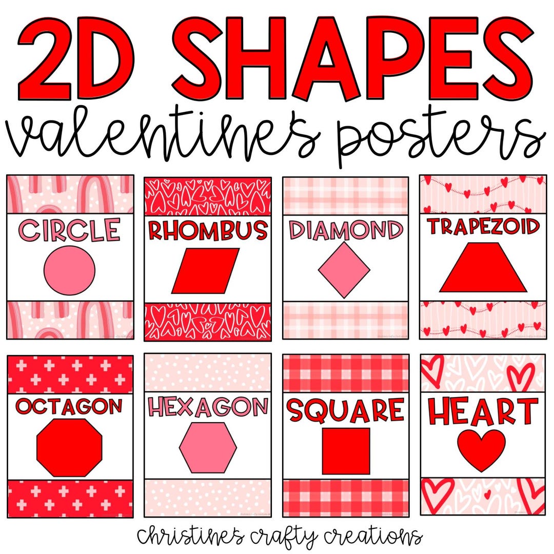 Valentine's Day 2D Shape Posters - Etsy