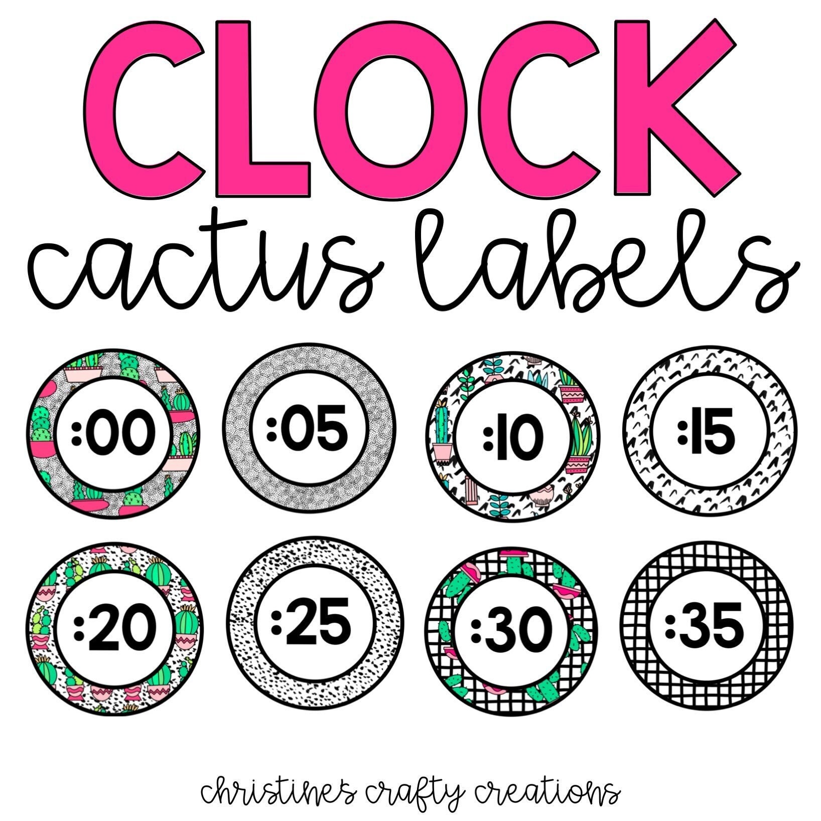 Cactus Clock Labels - Etsy
