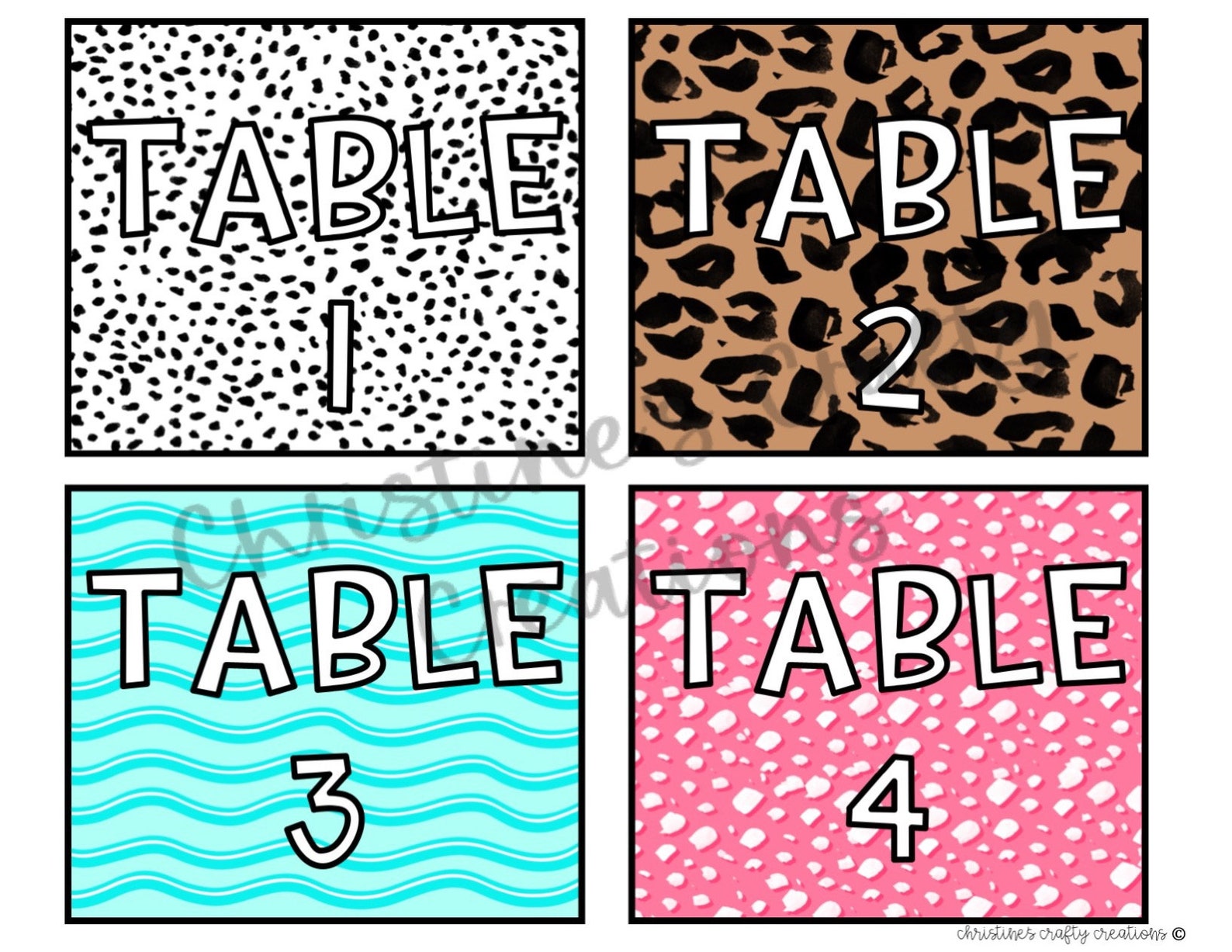 Groovy Leopard and Dalmatian Table and Cubby Numbers - Etsy