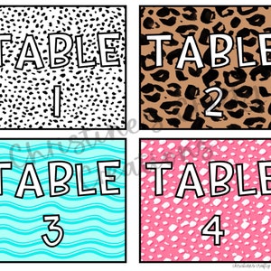 Groovy Leopard and Dalmatian Table and Cubby Numbers - Etsy