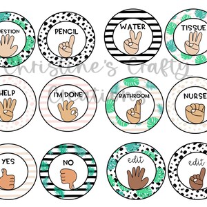 Tropical Leaves Hand Signals L Multicultural and Editable - Etsy