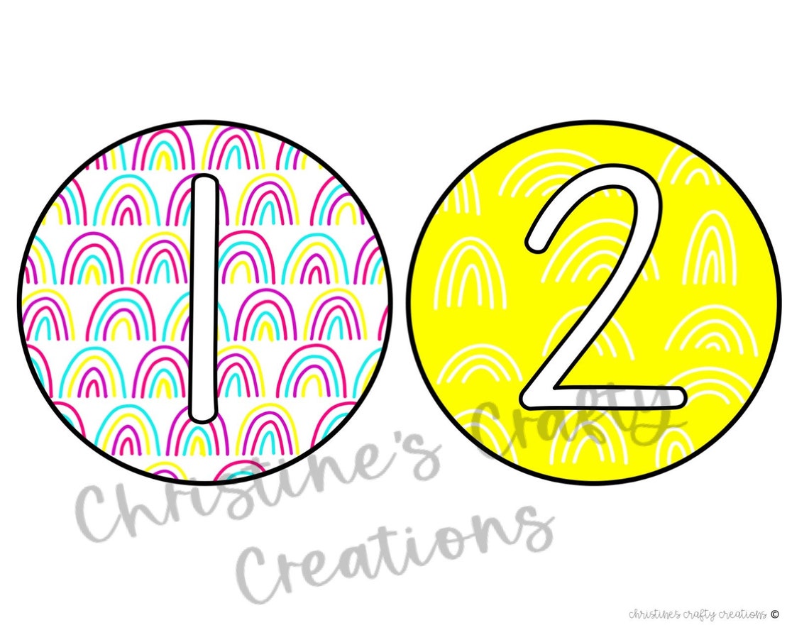 Bright Rainbow Boho Table and Cubby Numbers - Etsy