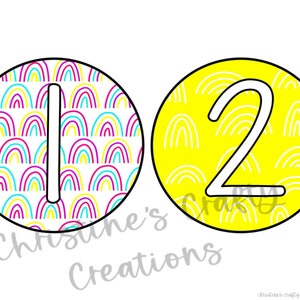 Bright Rainbow Boho Table and Cubby Numbers - Etsy