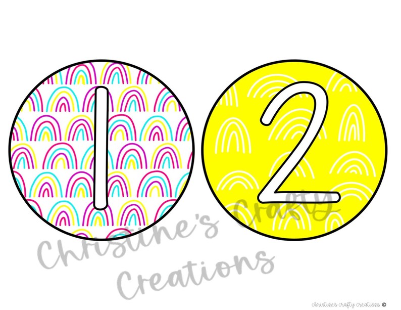 Bright Rainbow Boho Table and Cubby Numbers - Etsy