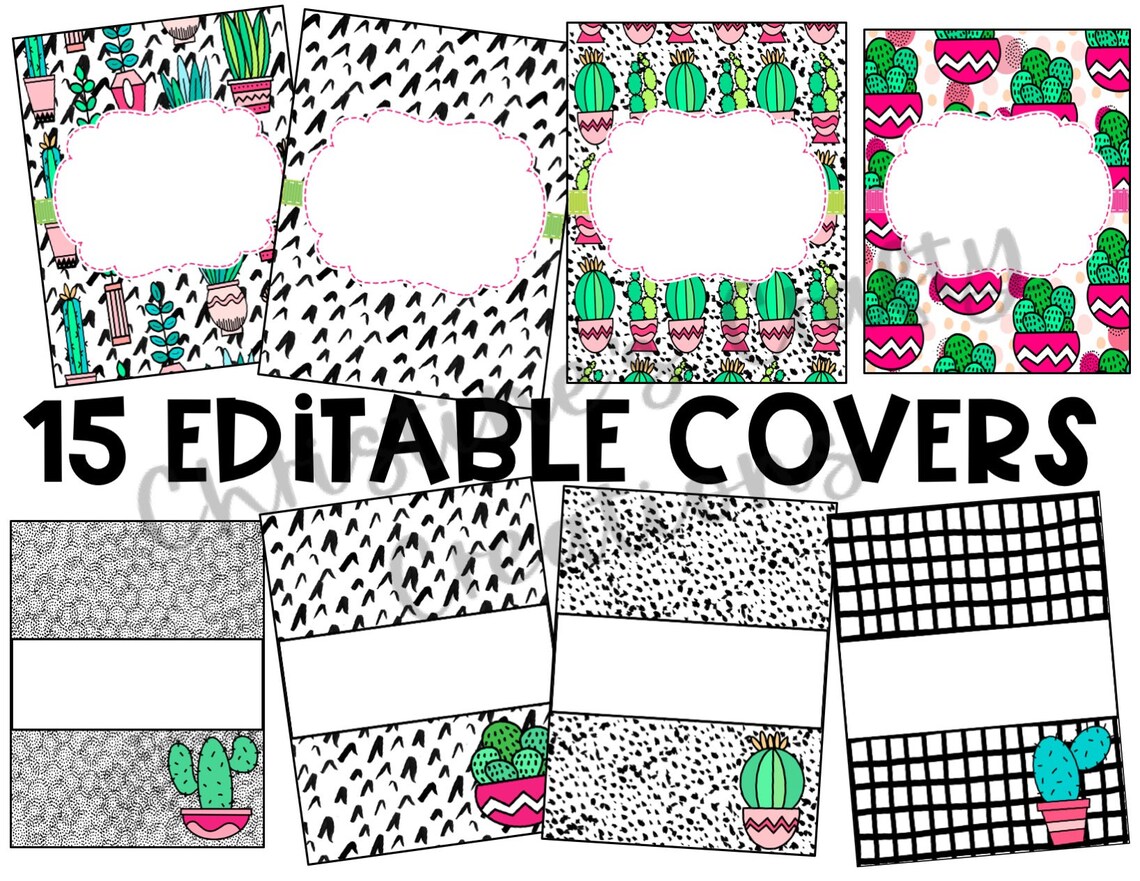 Cactus Binder Covers and Spines L Editable - Etsy
