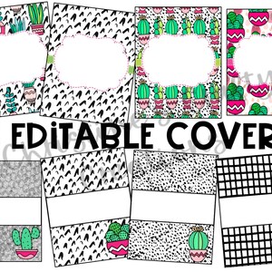 Cactus Binder Covers and Spines L Editable - Etsy