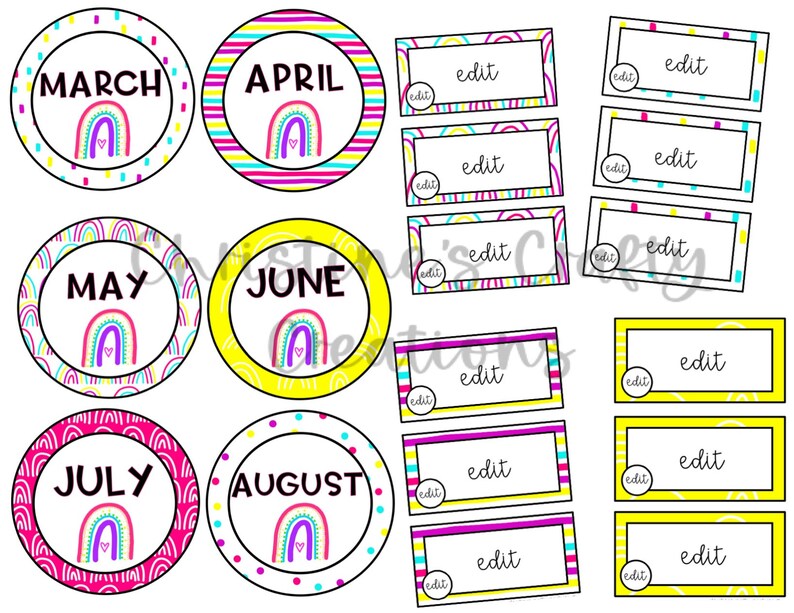 Bright Rainbow Boho Birthday Chart L Editable - Etsy